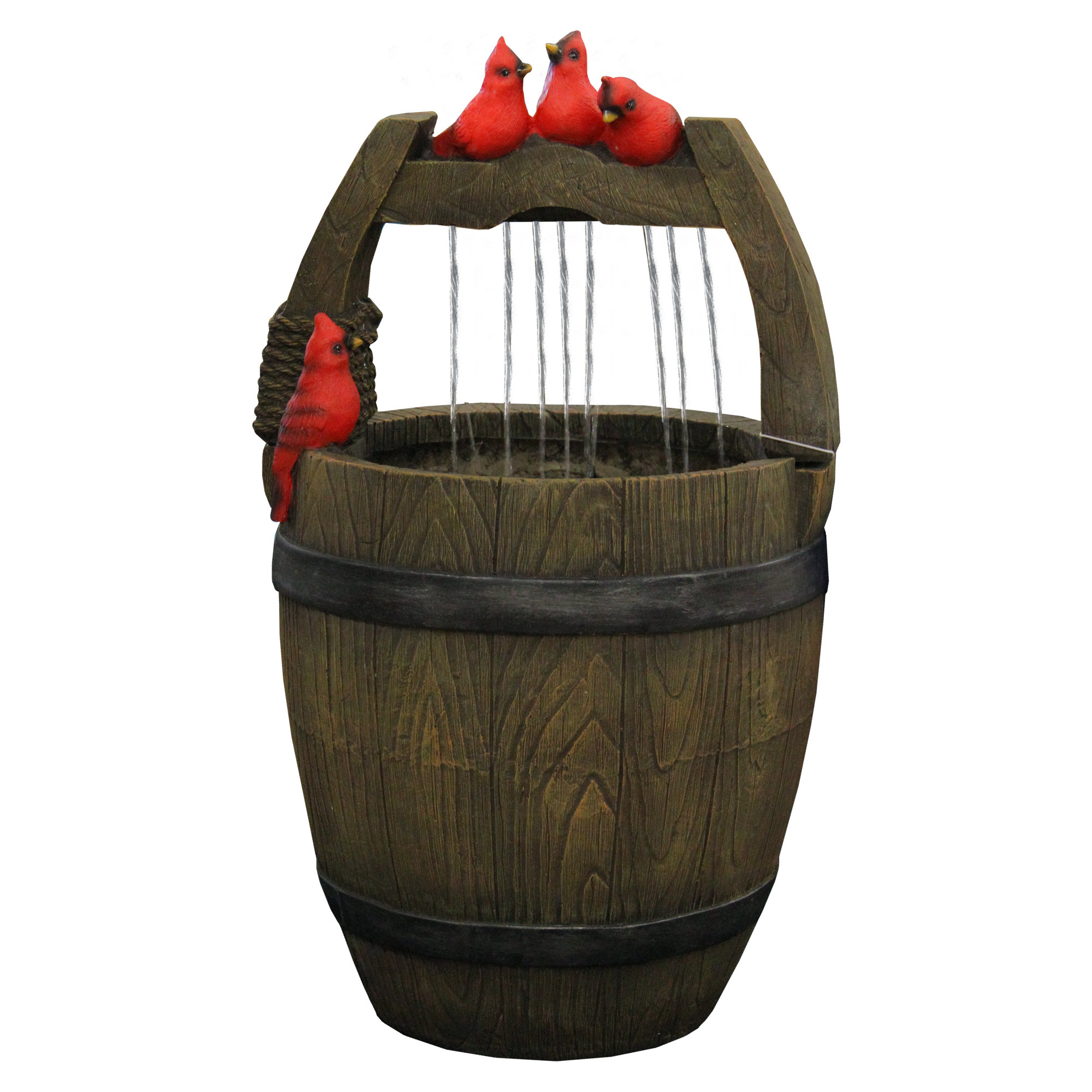 LB International 24" Red Cardinals Perched on a Bucket Outdoor Garden ...