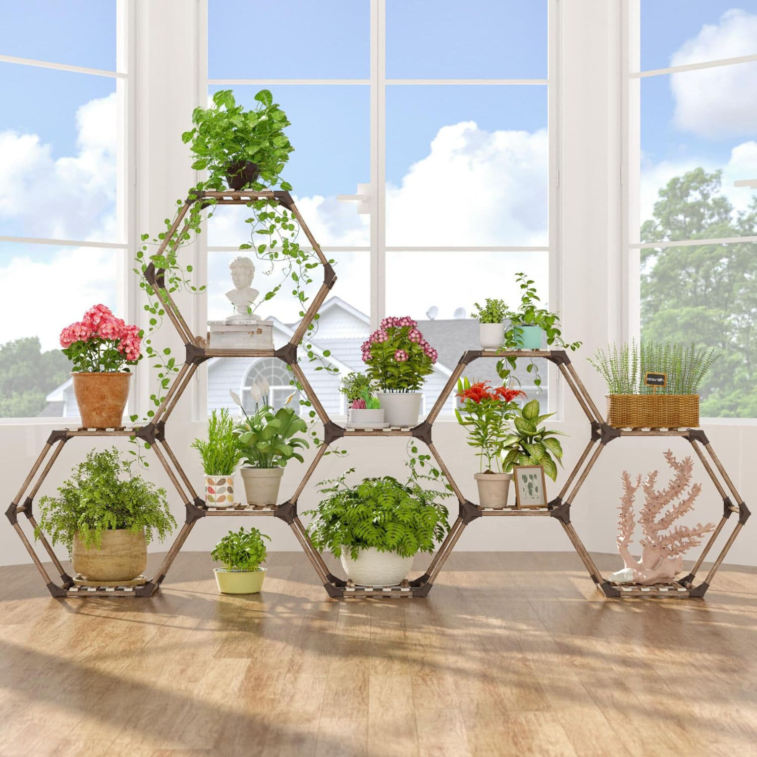 Latitude Run® Hexagonal Plant Stand - Indoor & Outdoor | Wayfair