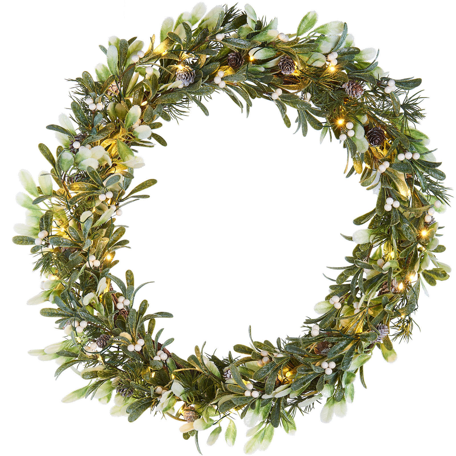 The Seasonal Aisle 10.2cm Lighted Mistletoe Wreath | Wayfair.co.uk