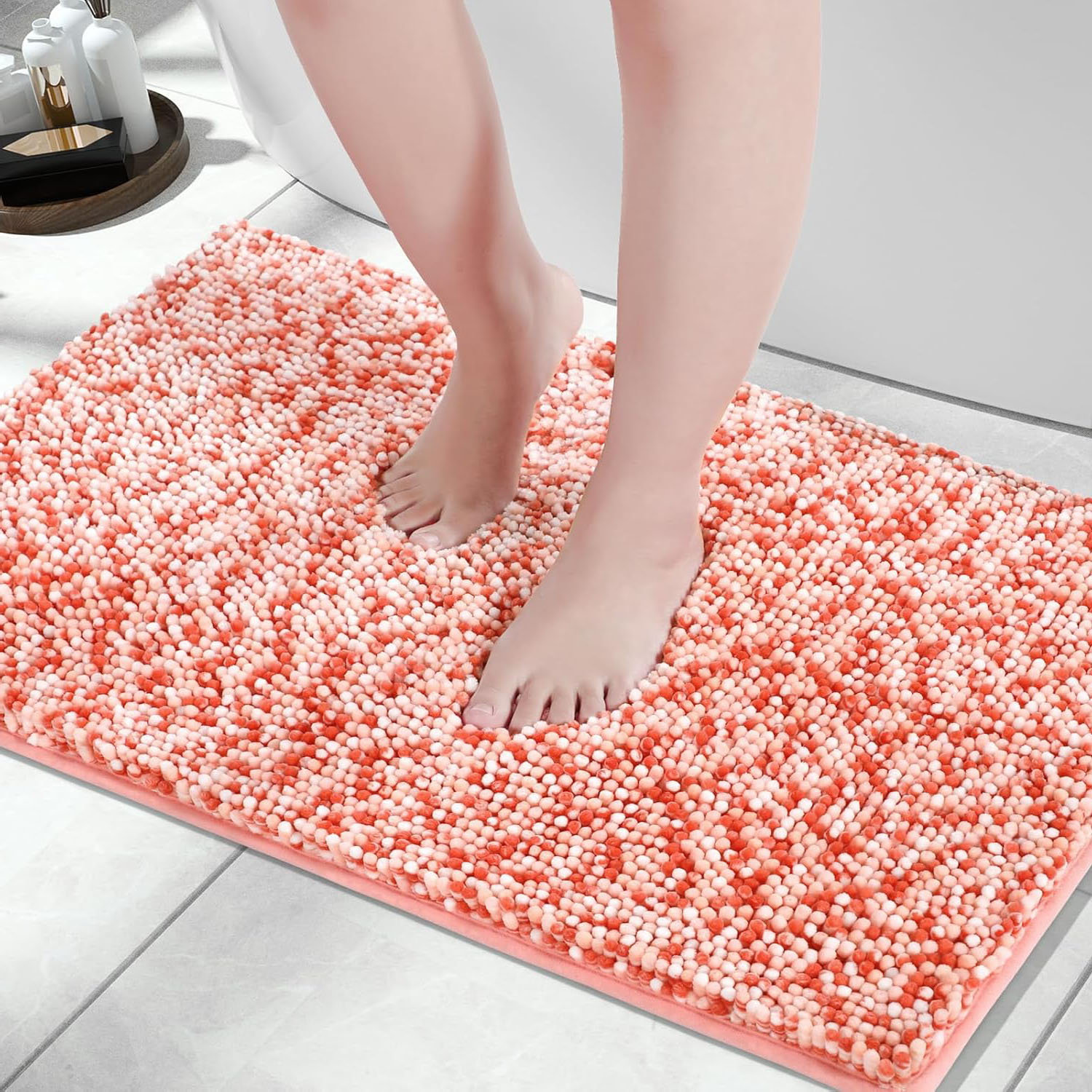 Hokku Designs Luxury Chenille Bathroom Rugs, Fluffy Shaggy Bath Mats ...