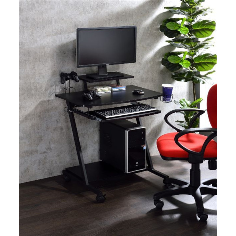 Inbox Zero Ordrees Rectangular Gaming Desk in Black | Wayfair