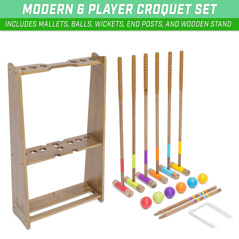 Gosports Premium Wood Stained Six Player Croquet Set With Handcrafted ...