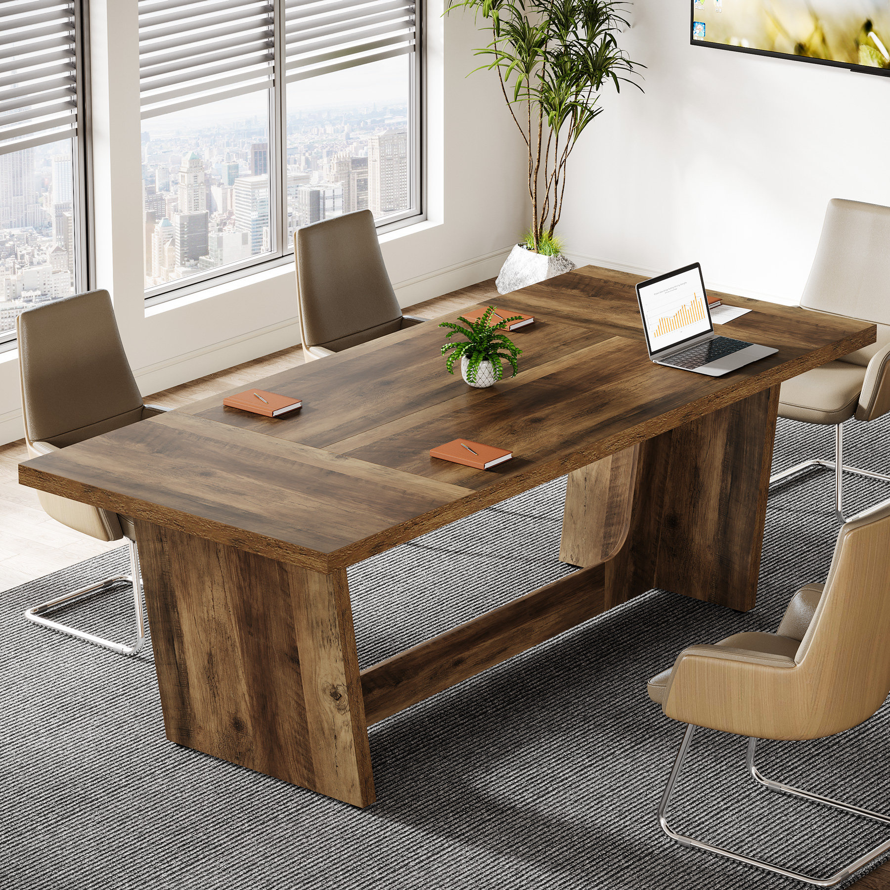 Millwood Pines 6FT All Wood Conference Table, Rectangular Seminar ...