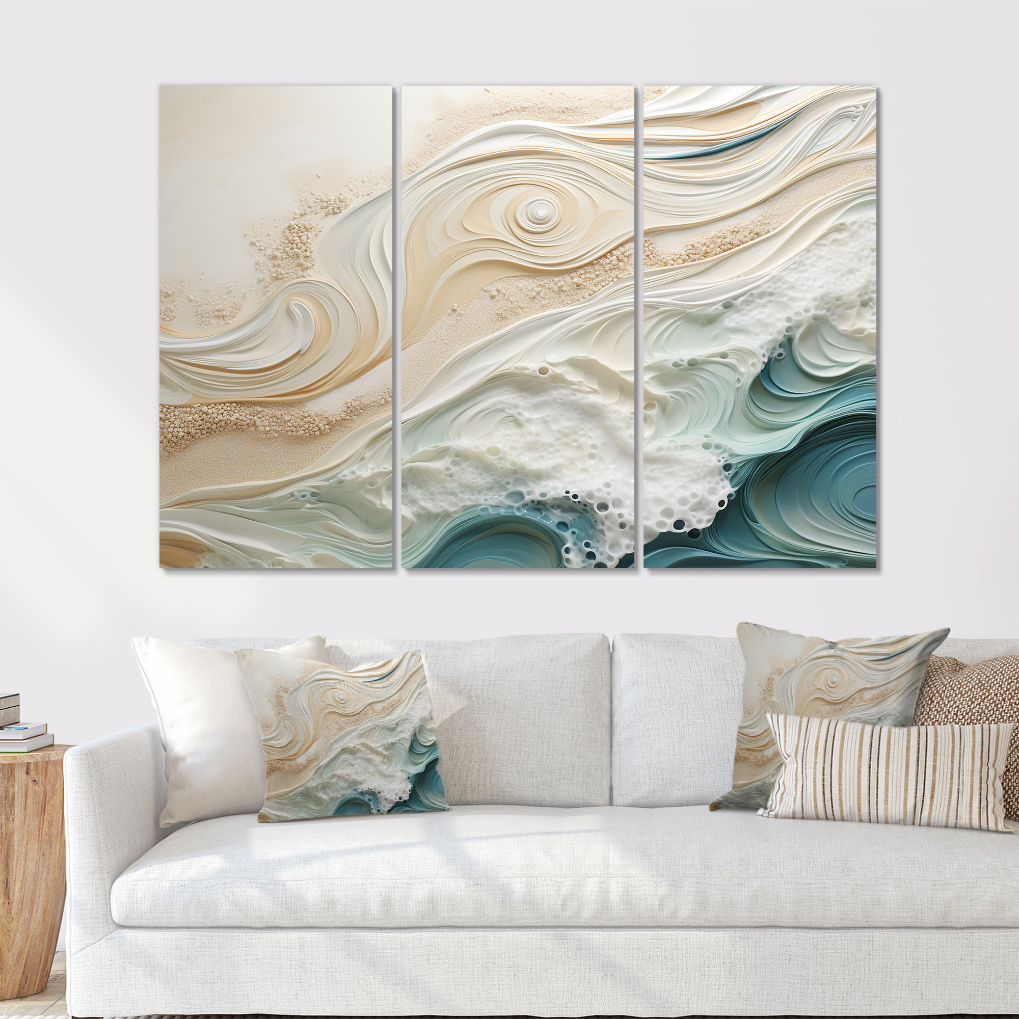 Beachcrest Home Modern Blue And Beige Sand Aerial View IV - Coastal ...