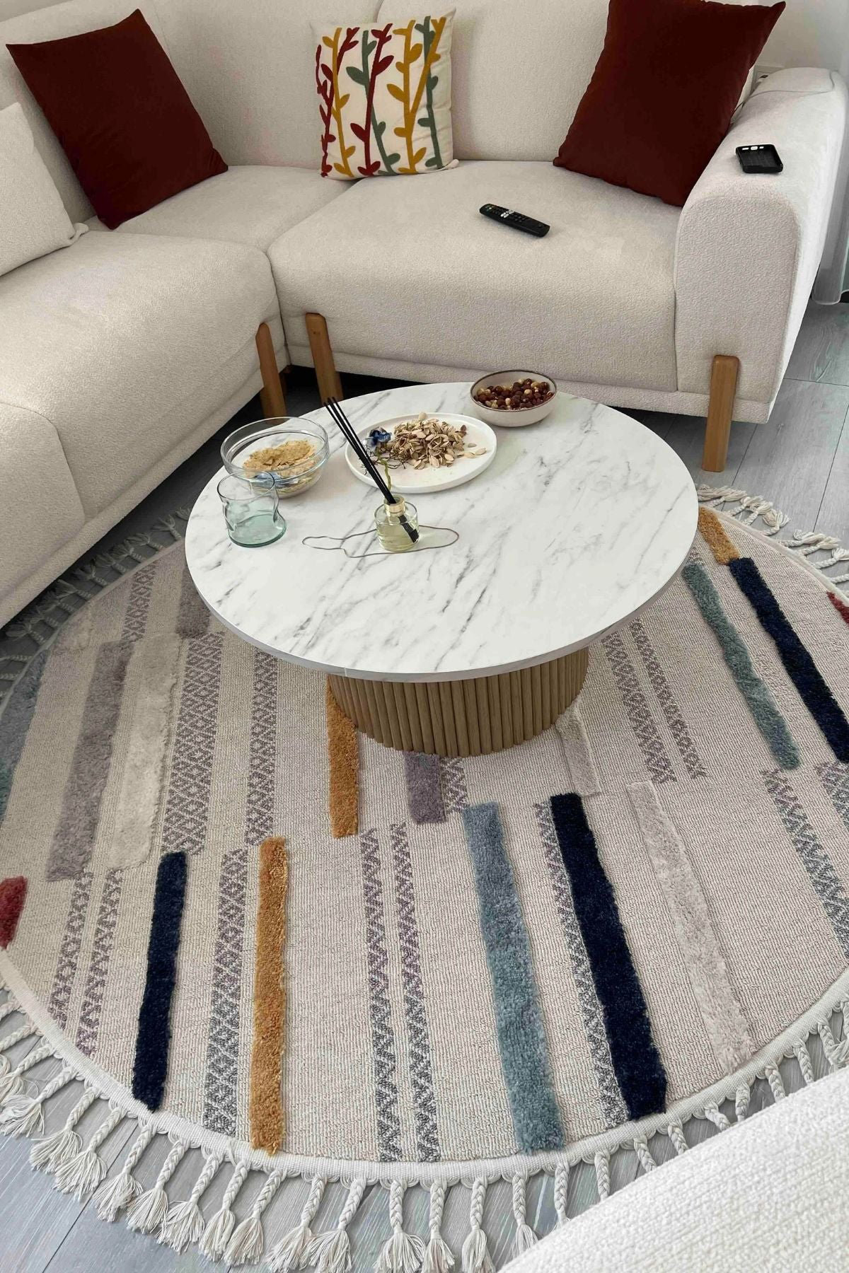 Union Rustic Palazzo Multi Round Soft and Shiny Textured Scandinavian ...