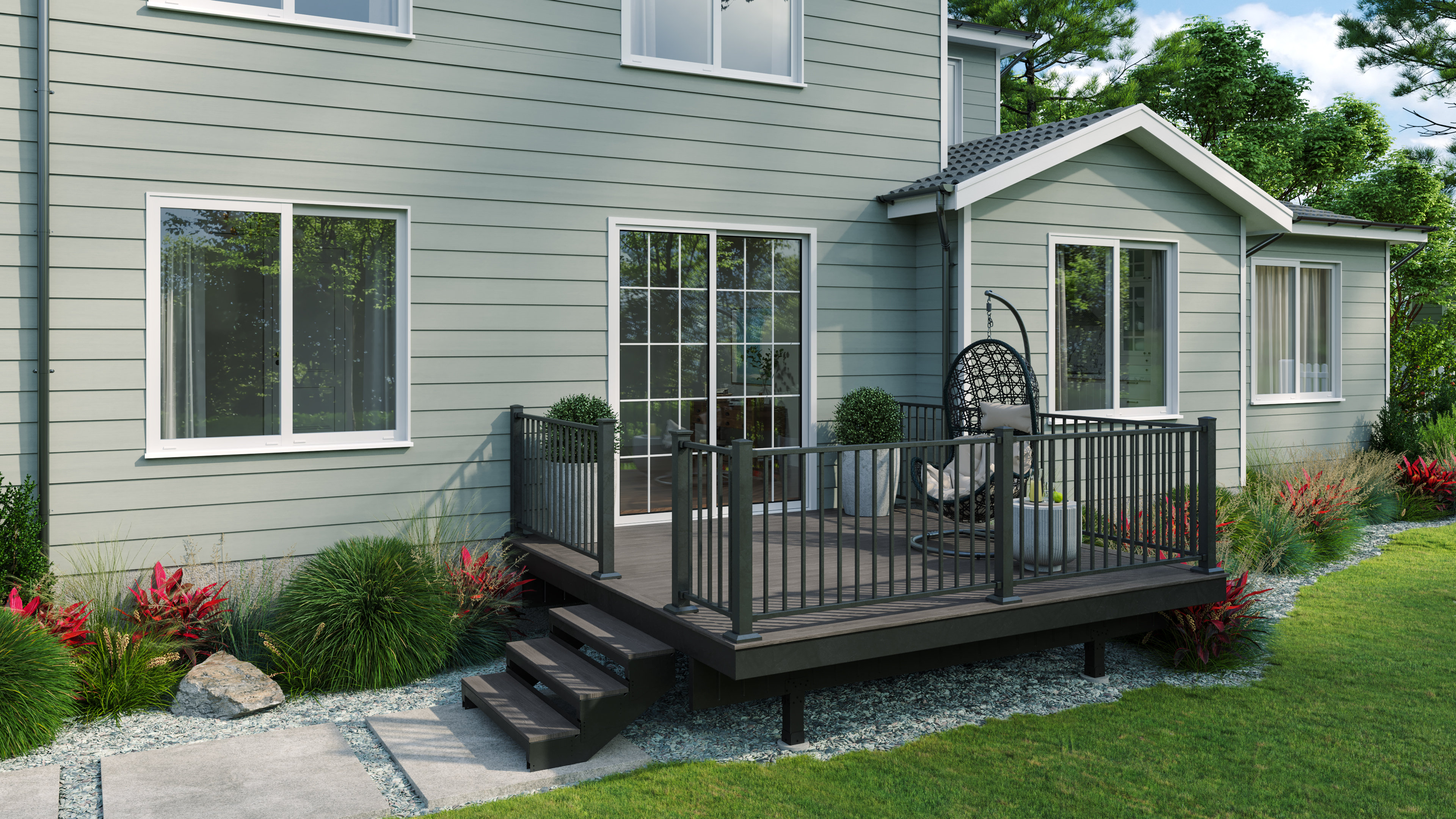Fortress Building Products Apex 12' x 12' Freestanding PVC Deck and 3 ...