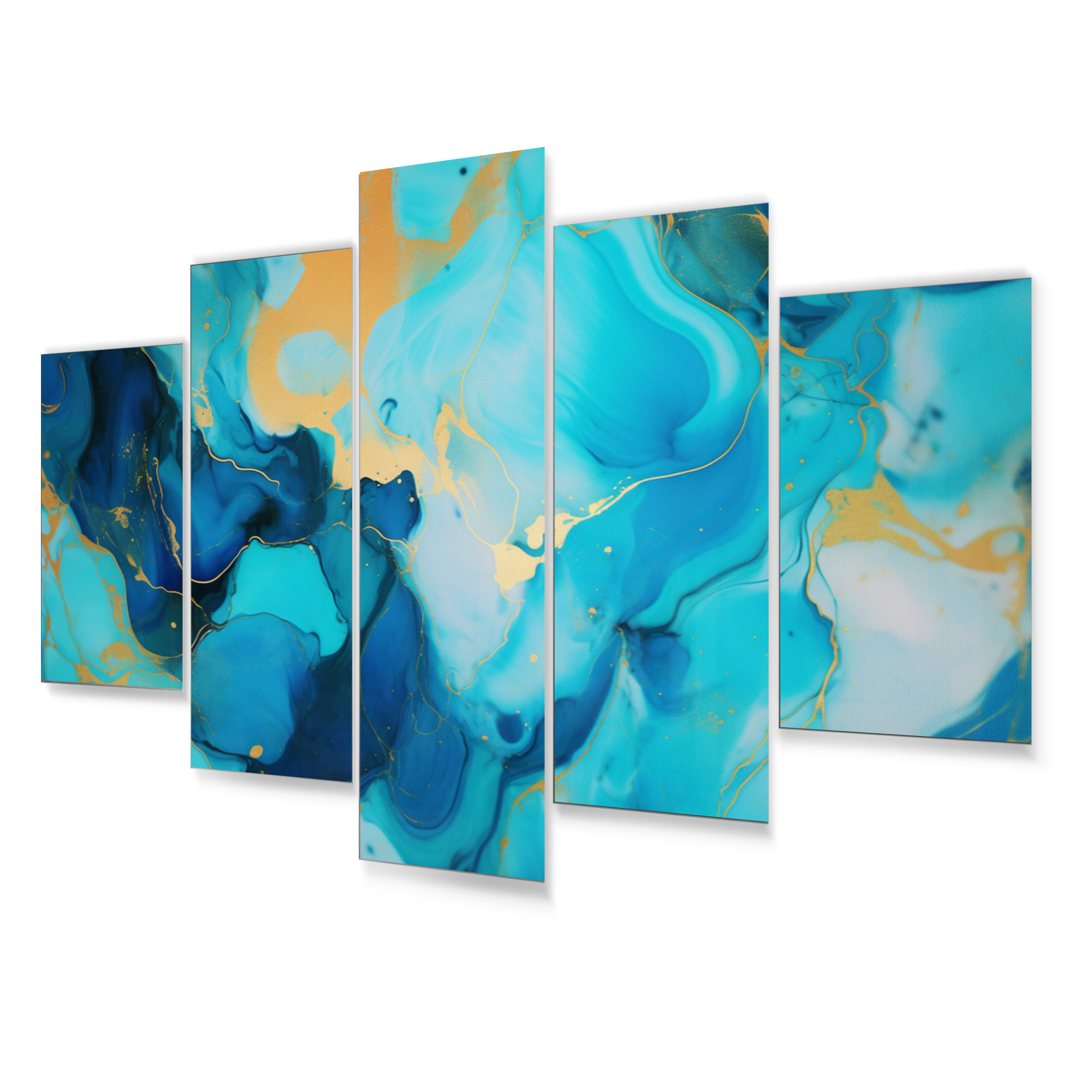 Mercer41 Turquoise Luxury Abstract Fluid Art III - Fractals Metal Wall ...