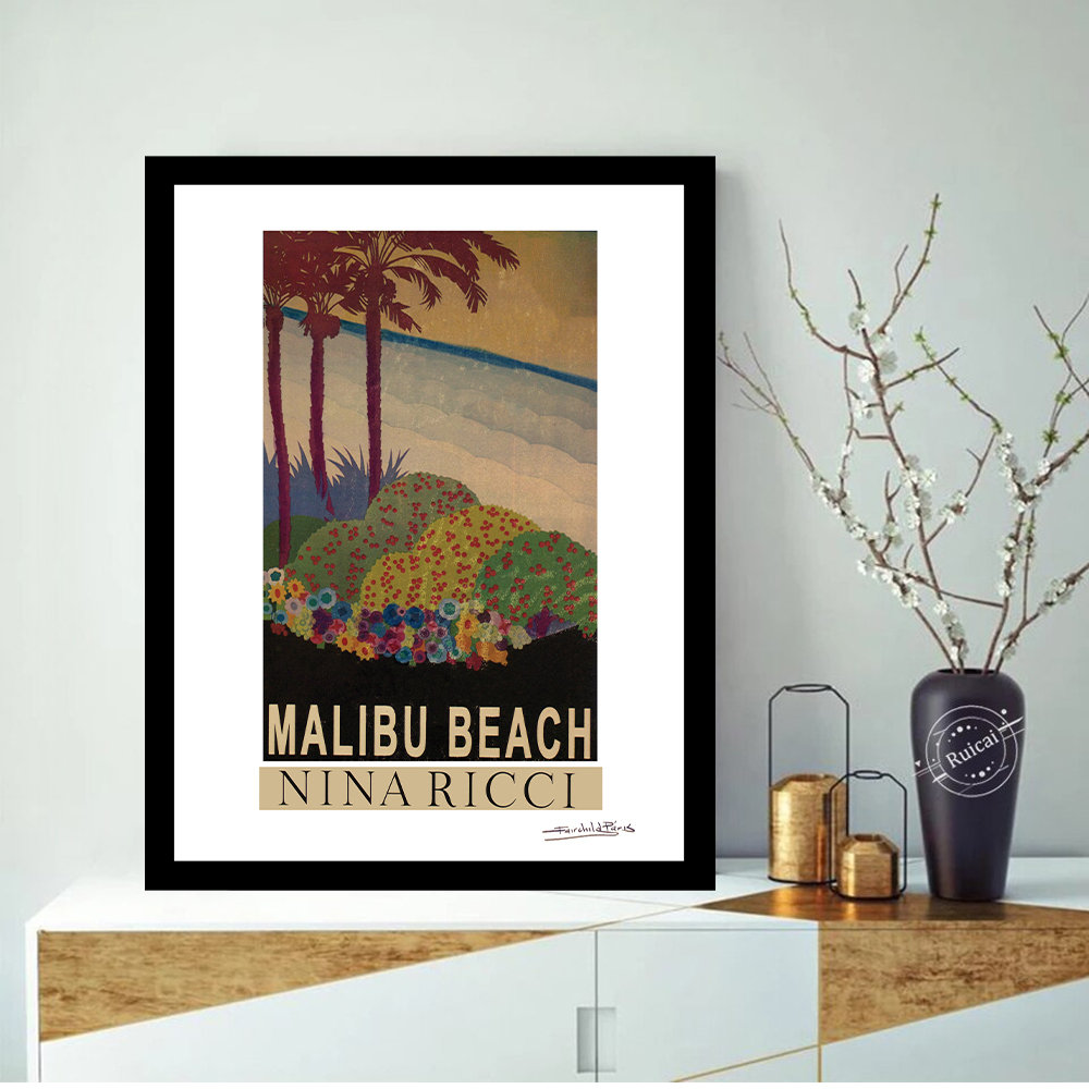 Venice Beach Collections Vintage Fashion Malibu Beach Framed Print ...