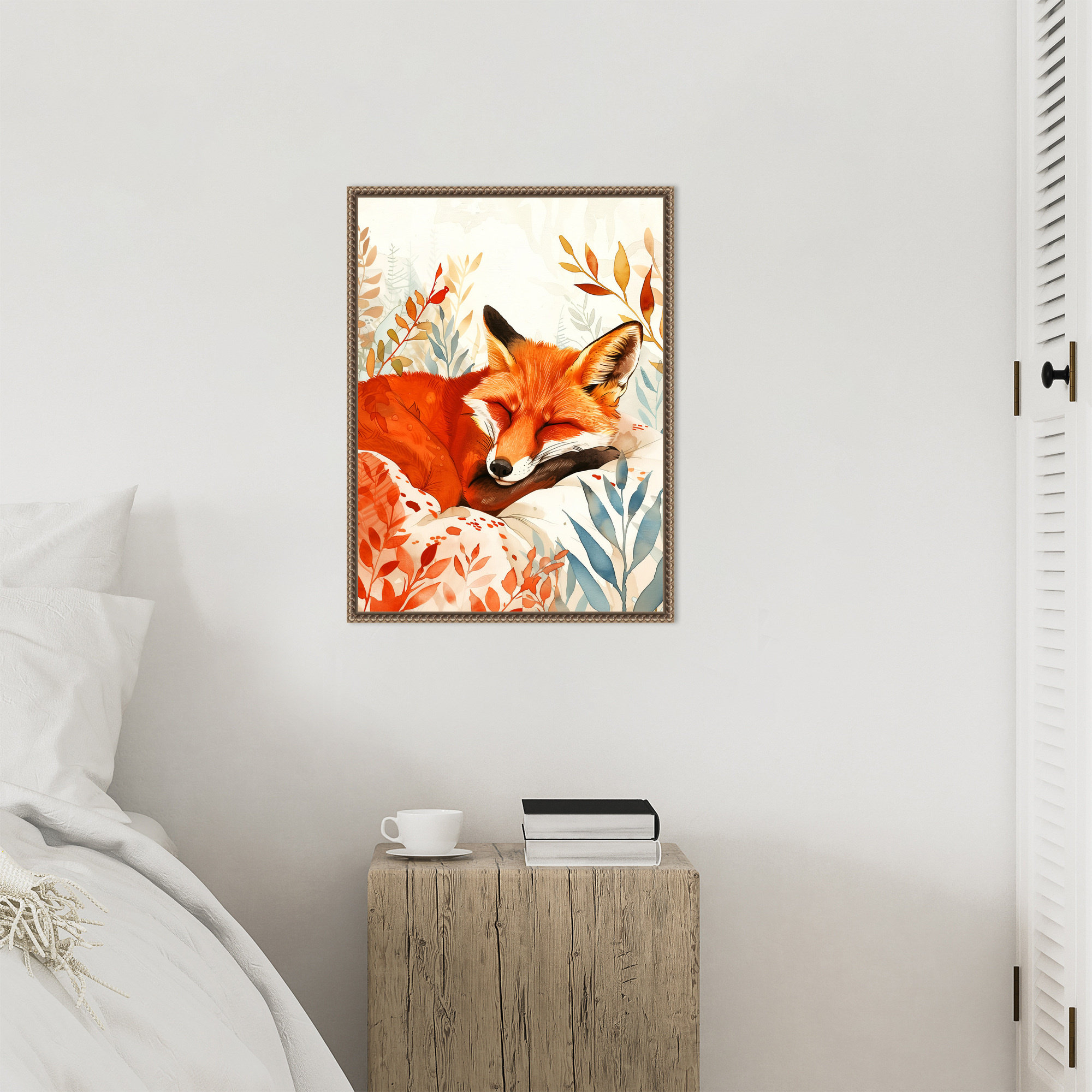 Lark Manor™ Napping Fox by Ilora Framed Canvas Wall Art Print | Wayfair