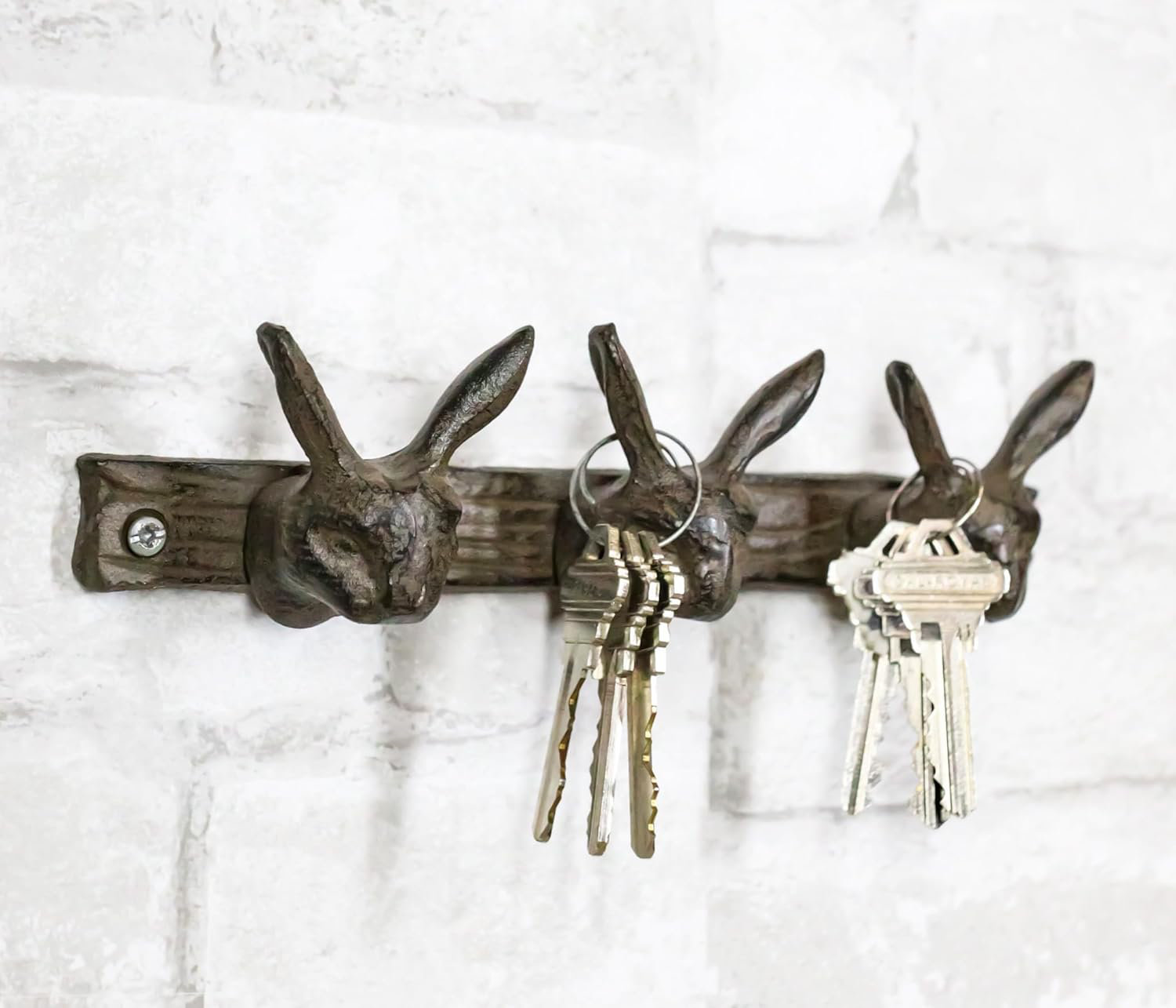 August Grove® Cast Iron Whimsical 3 Bunny Rabbit Hares Multi Point Wall ...