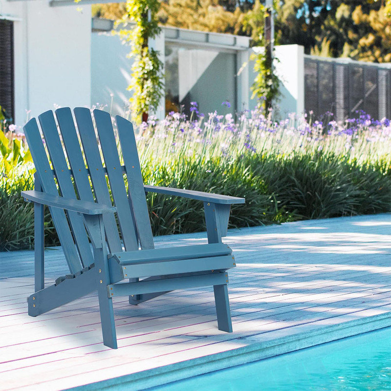 Rosecliff Heights Outdoor Wooden Chair with BackRest & SeatBoard, Patio ...