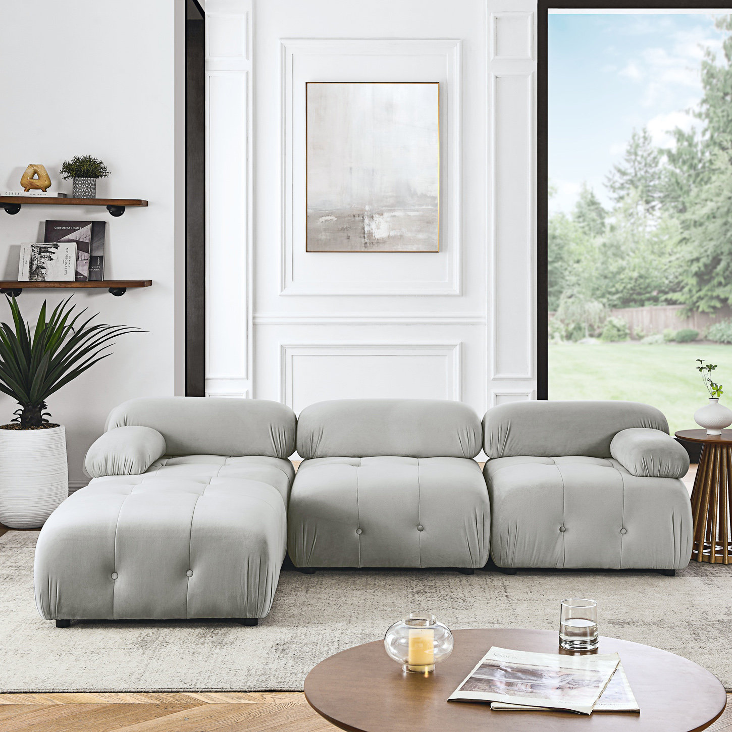 Ebern Designs Modular Sectional Sofa, Button Tufted Designed L Shaped ...