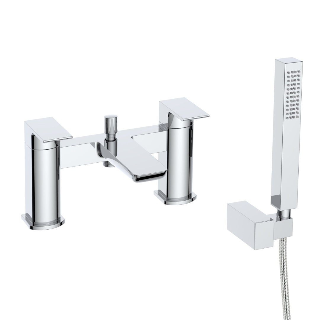 Belfry Bathroom Lunar Soft Square Bath Shower Mixer Tap with Kit ...