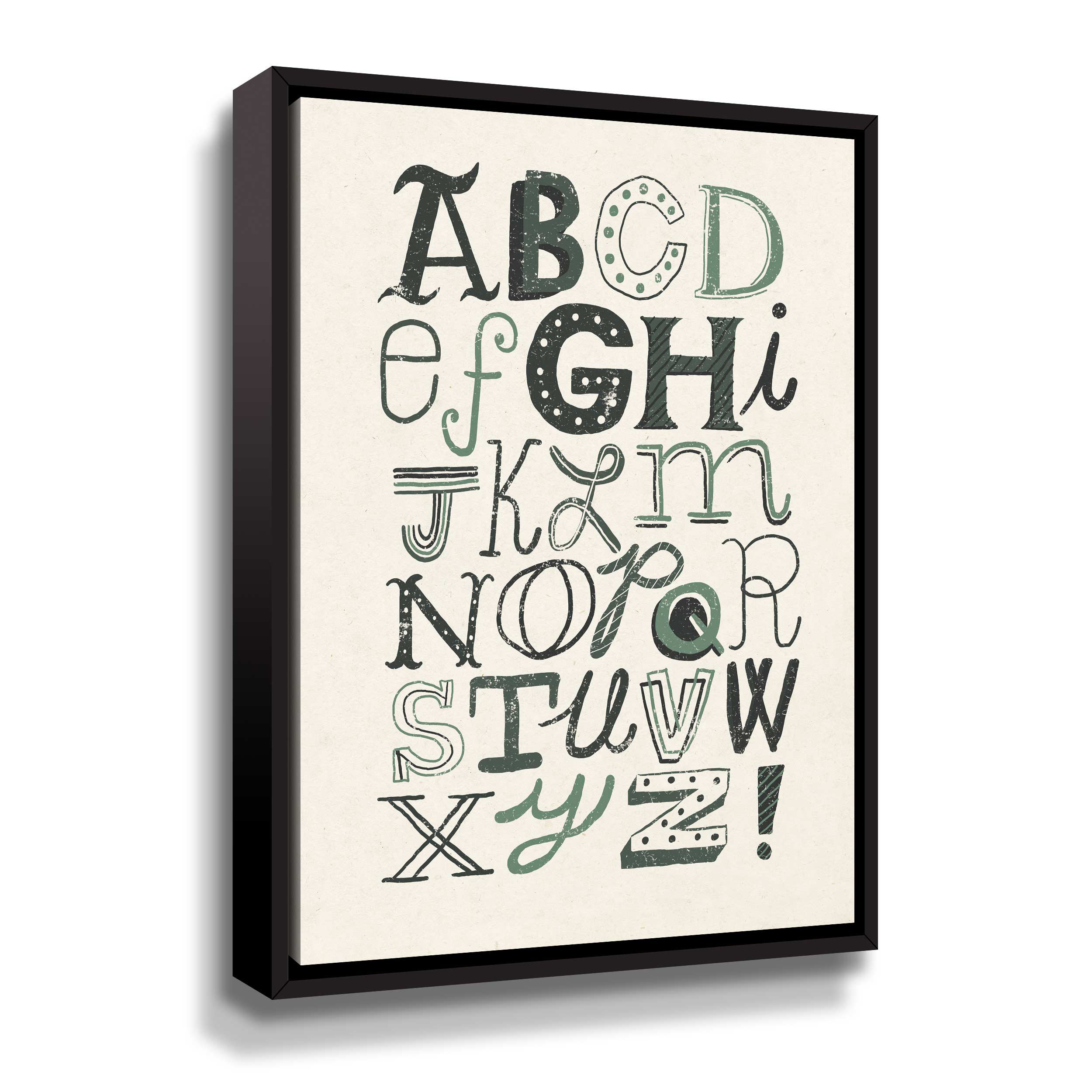 Trinx Funky Letters Dark Gallery Wrapped Floater-Framed Canvas | Wayfair