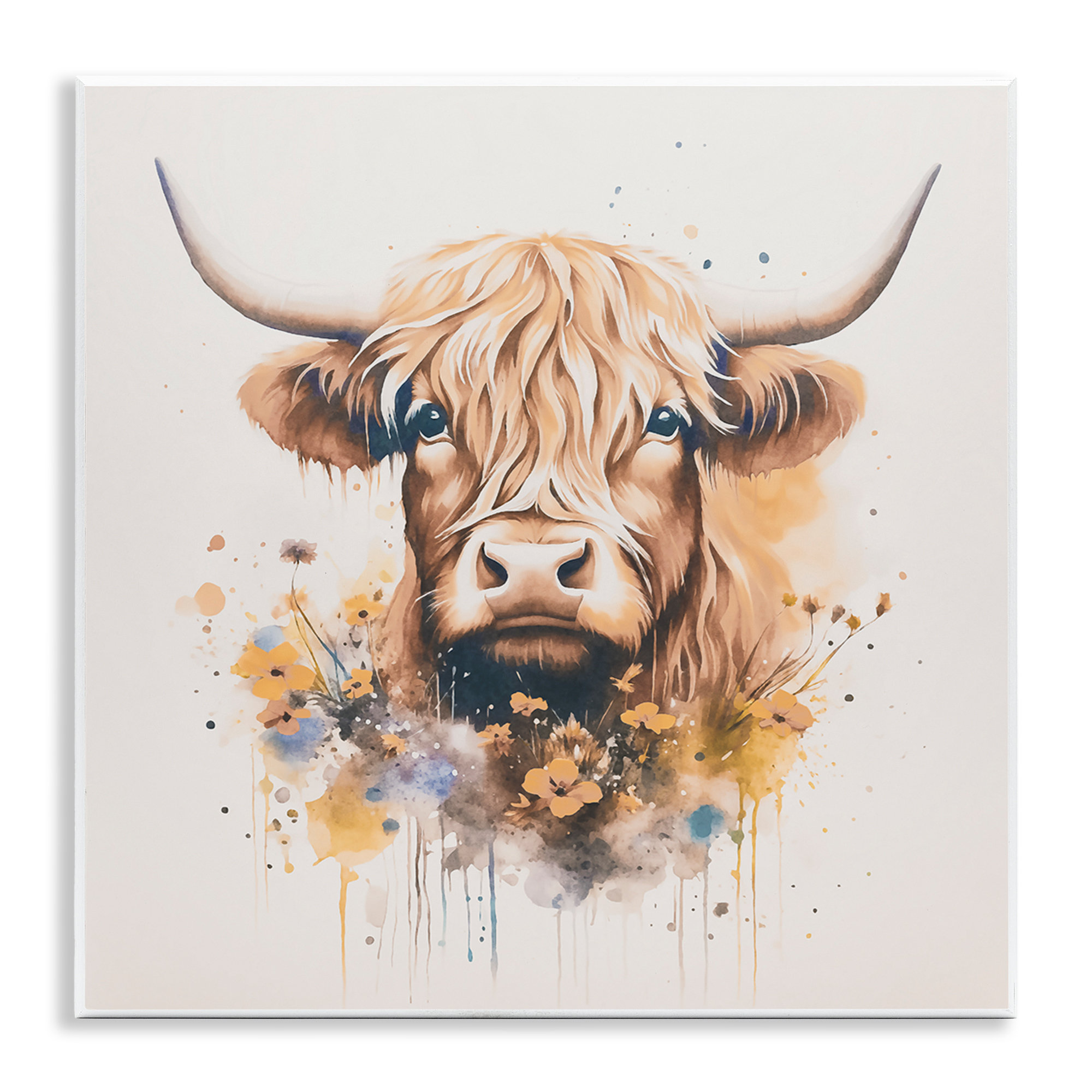 Dakota Fields Fancy Florals Highland Cow Wall Plaque Art by Andrea ...
