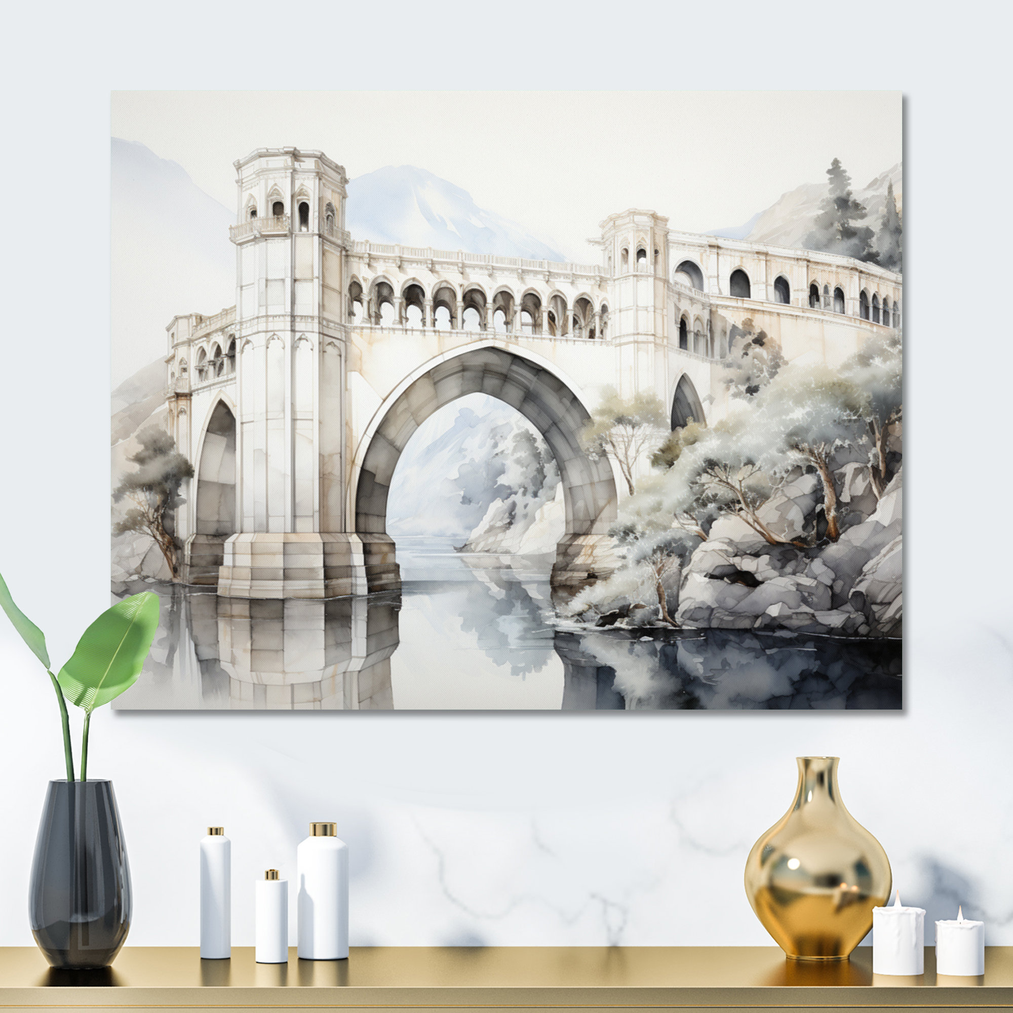 Ophelia & Co. Grey Bridge Minimalist Archway I - Architecture Metal ...