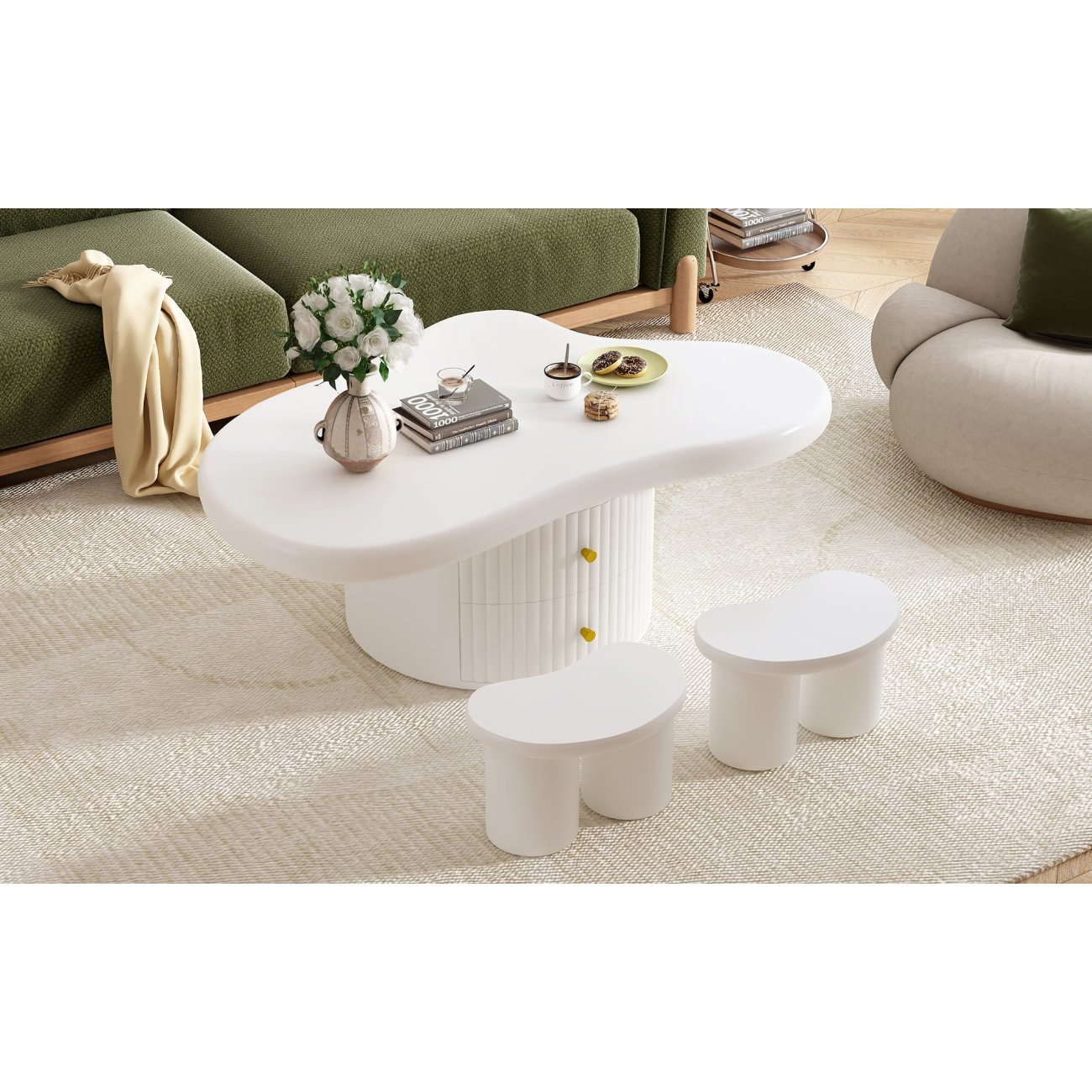 Latitude Run® Cloud Coffee Table Set Of 3, Irregular Shape Coffee Table ...