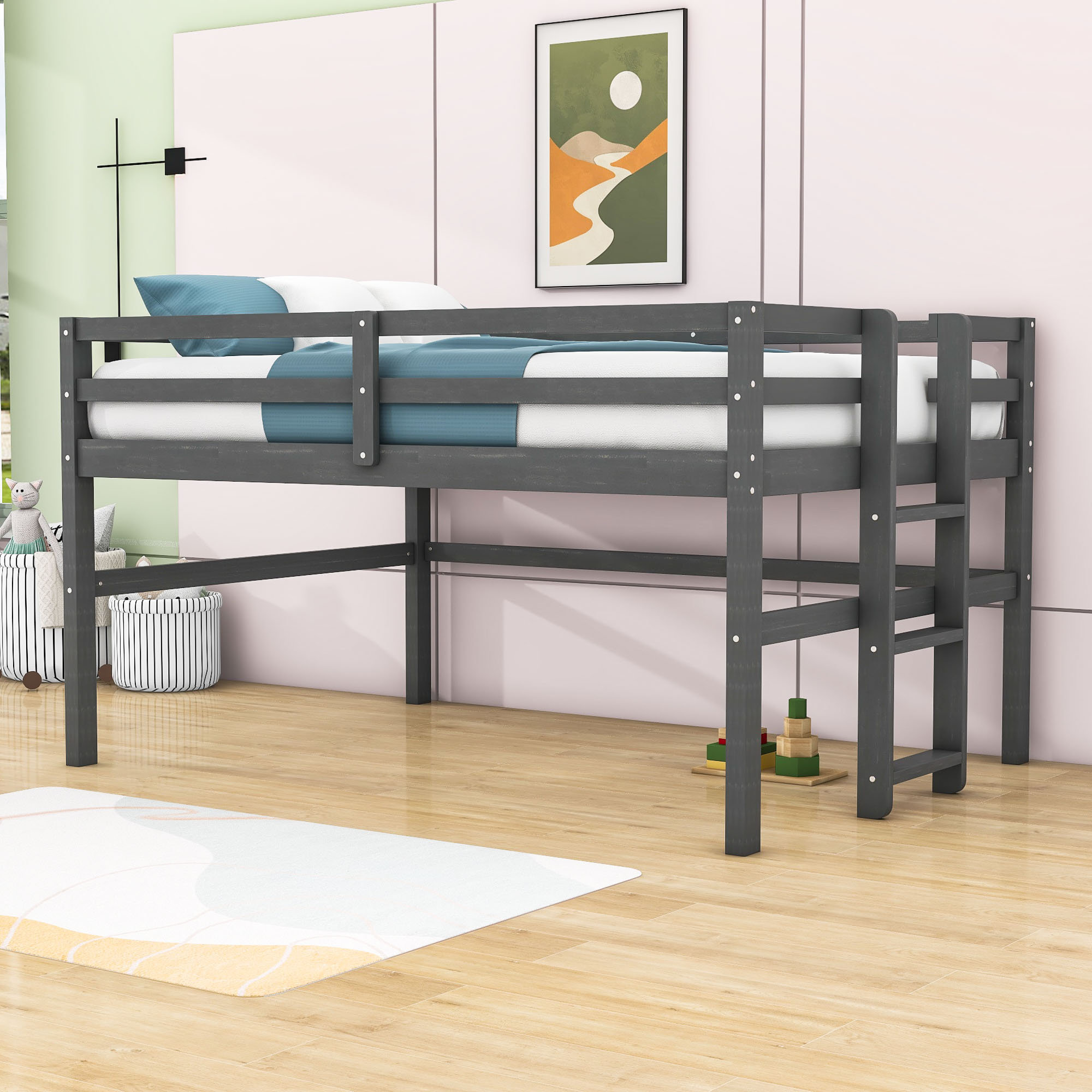 Harriet Bee Jamontae Kids Twin Loft Bed with Drawers | Wayfair