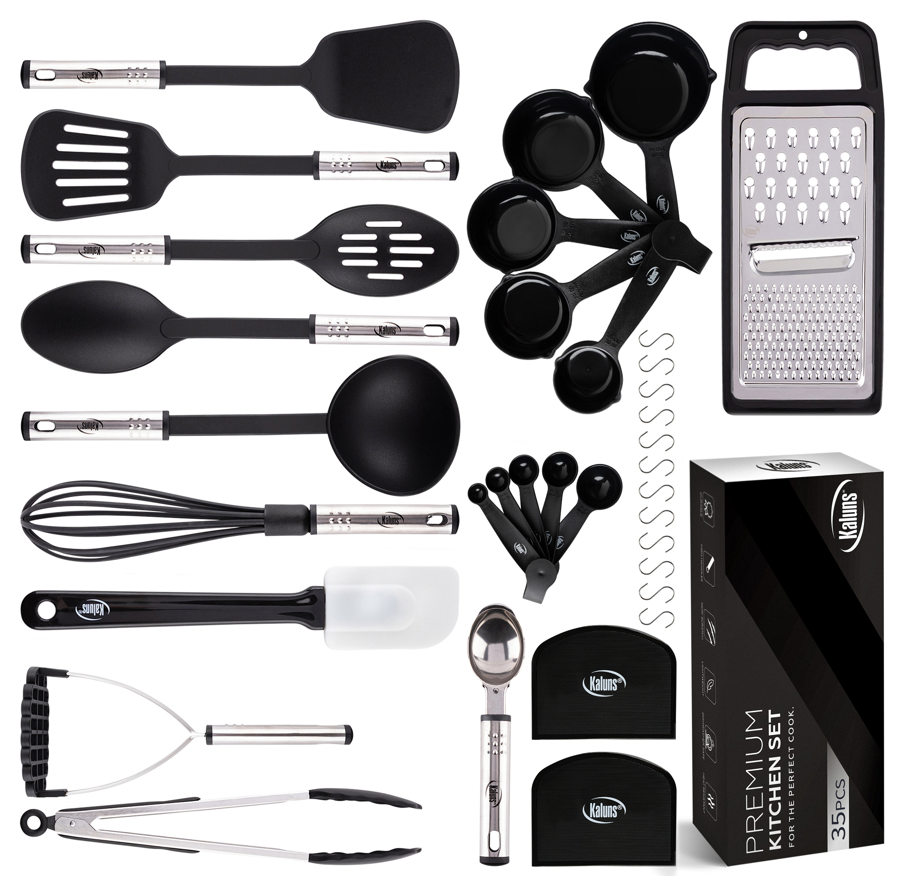Textiles Hub KALUNS Assorted Kitchen Utensil Set, 35 Nylon and ...