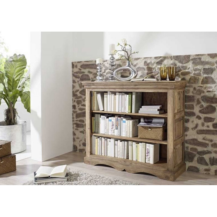Massivmoebel24 Leeds 100cm H x 120cm W Solid Wood Standard Bookcase ...