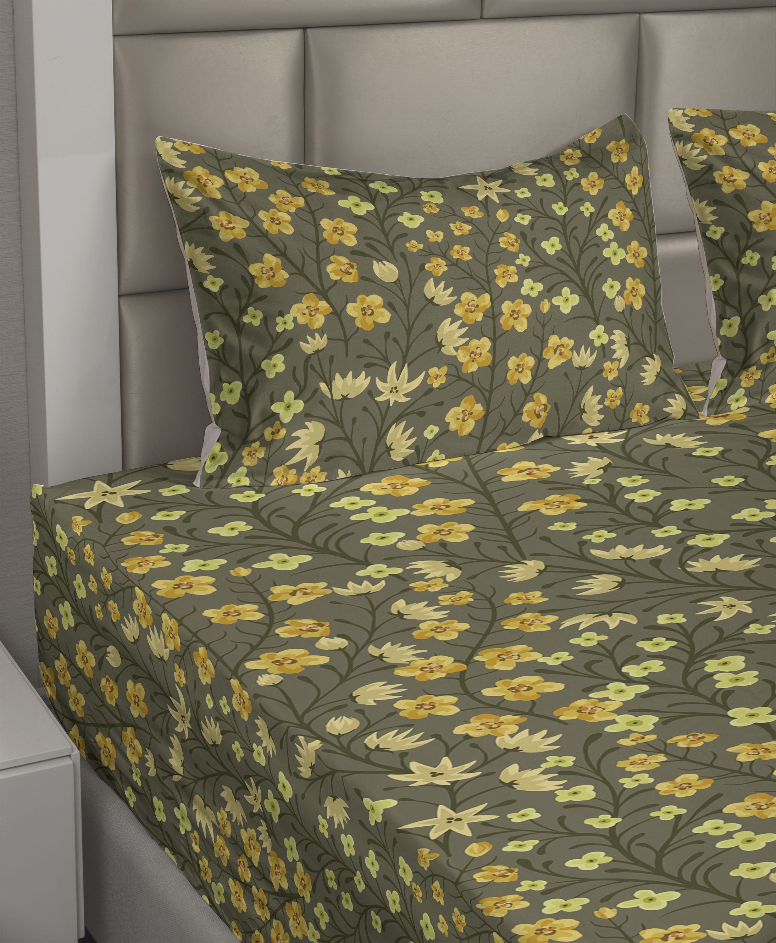 Ambesonne Floral Design Sheet Set Neutral Spring Flower Apple Green ...