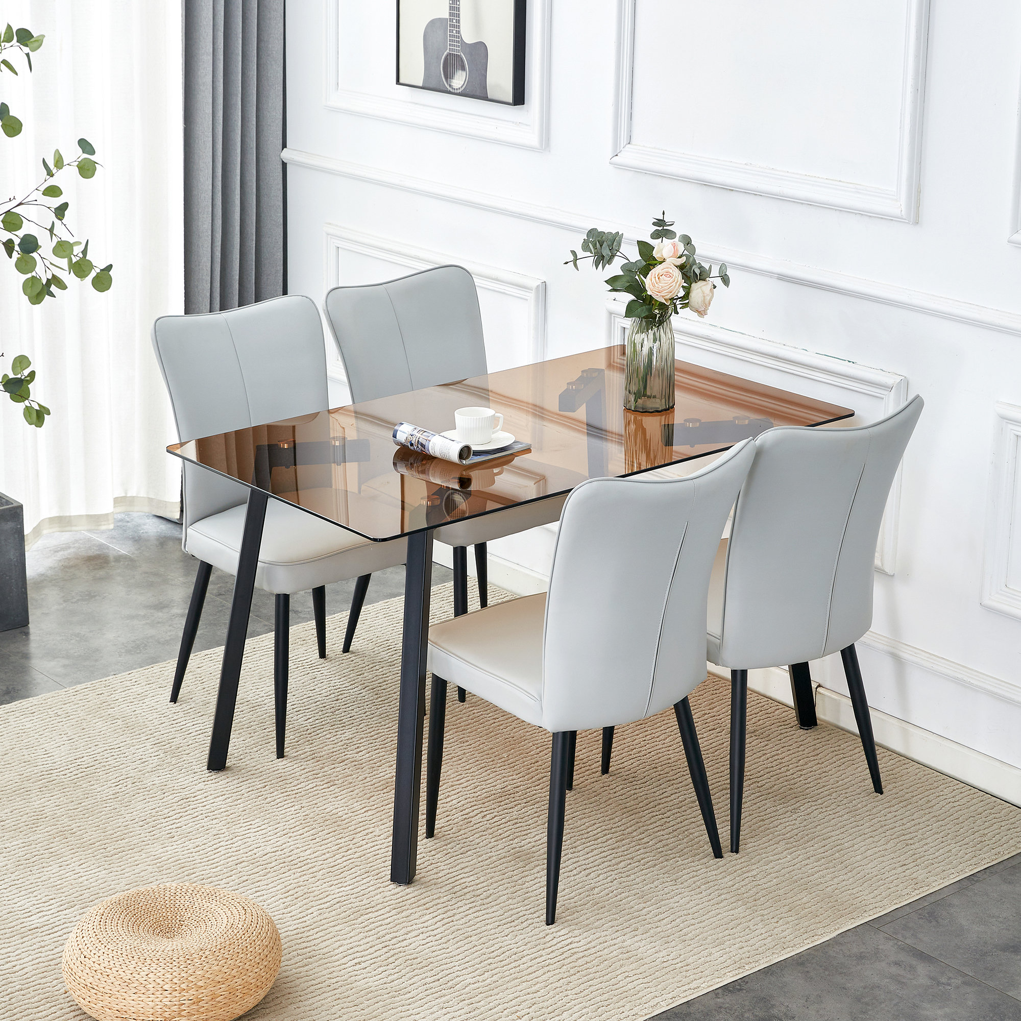 Corrigan Studio® 51-inch rectangular glass-top dining table set | Wayfair