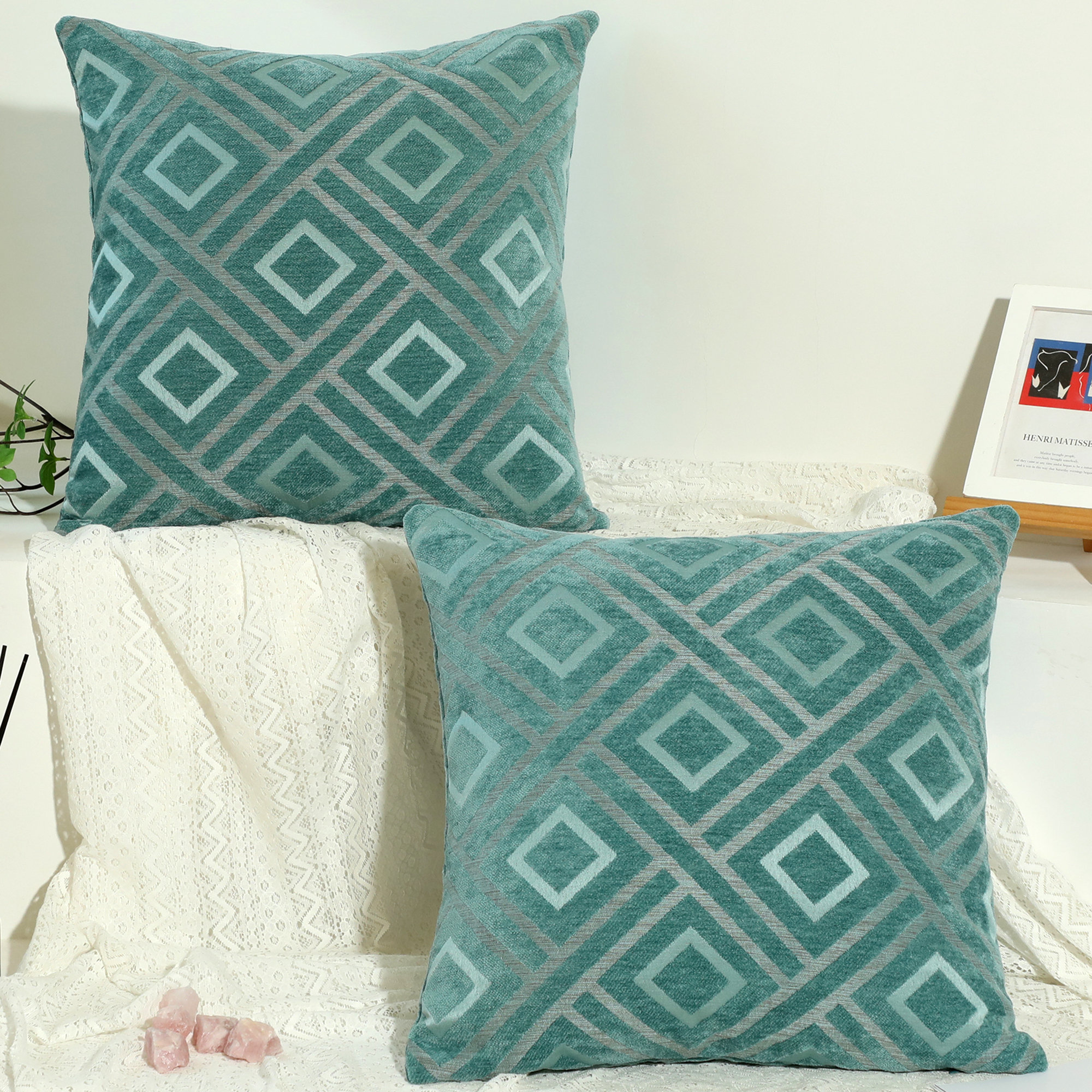 Dulce Dom Grey Throw Pillow Covers- Ultra Soft Chenille Cushion Cases ...