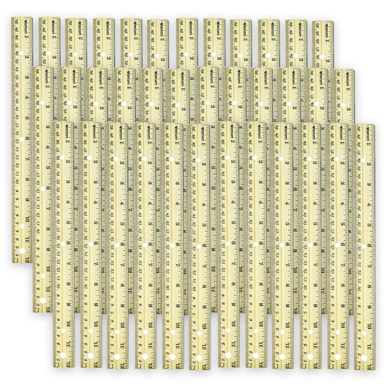 Acme United Corporation Westcott Hole Punched Wood Ruler English And ...