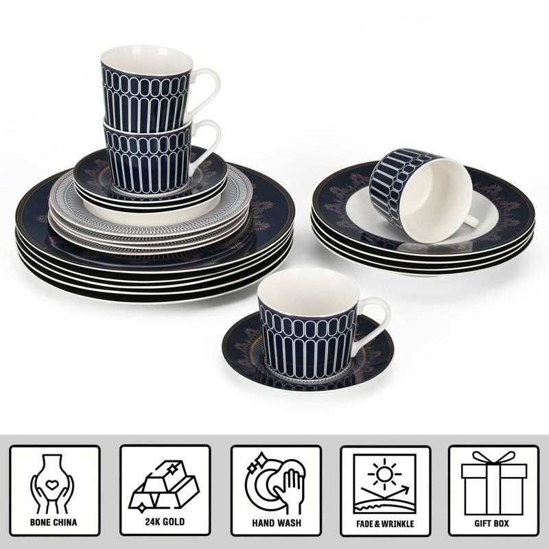 STP Goods Porcelain China Dinnerware Set - Service for 4 | Wayfair