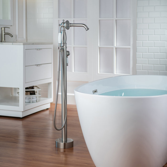 WoodBridge 1 Handle Floor Clawfoot Tub Faucet with Diverter & Reviews ...