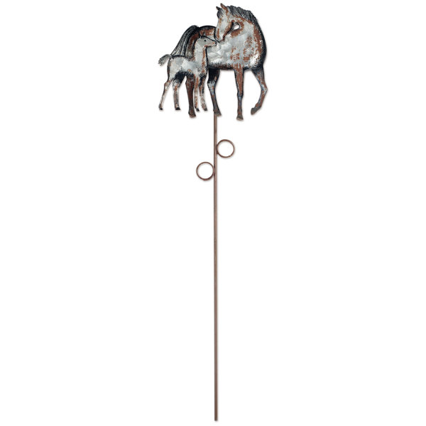 Foundry Select Nowell Horse and Foal 2 Piece Garden Stake Set | Wayfair