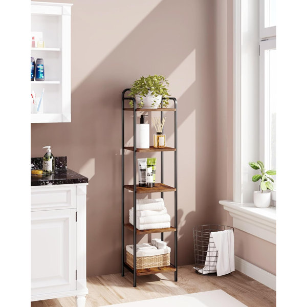 17 Stories Bookcase Bookshelf, Narrow Book Shelf, Industrial Corner ...