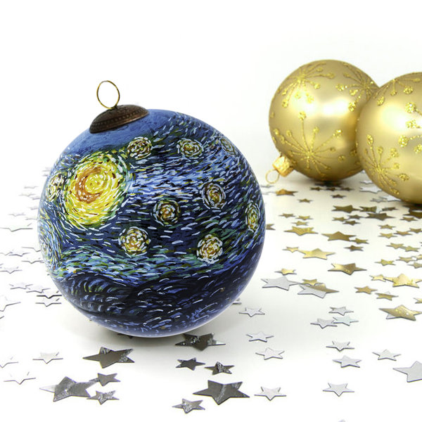 La Pastiche Starry Night Hand Painted Glass Ball Ornament & Reviews ...