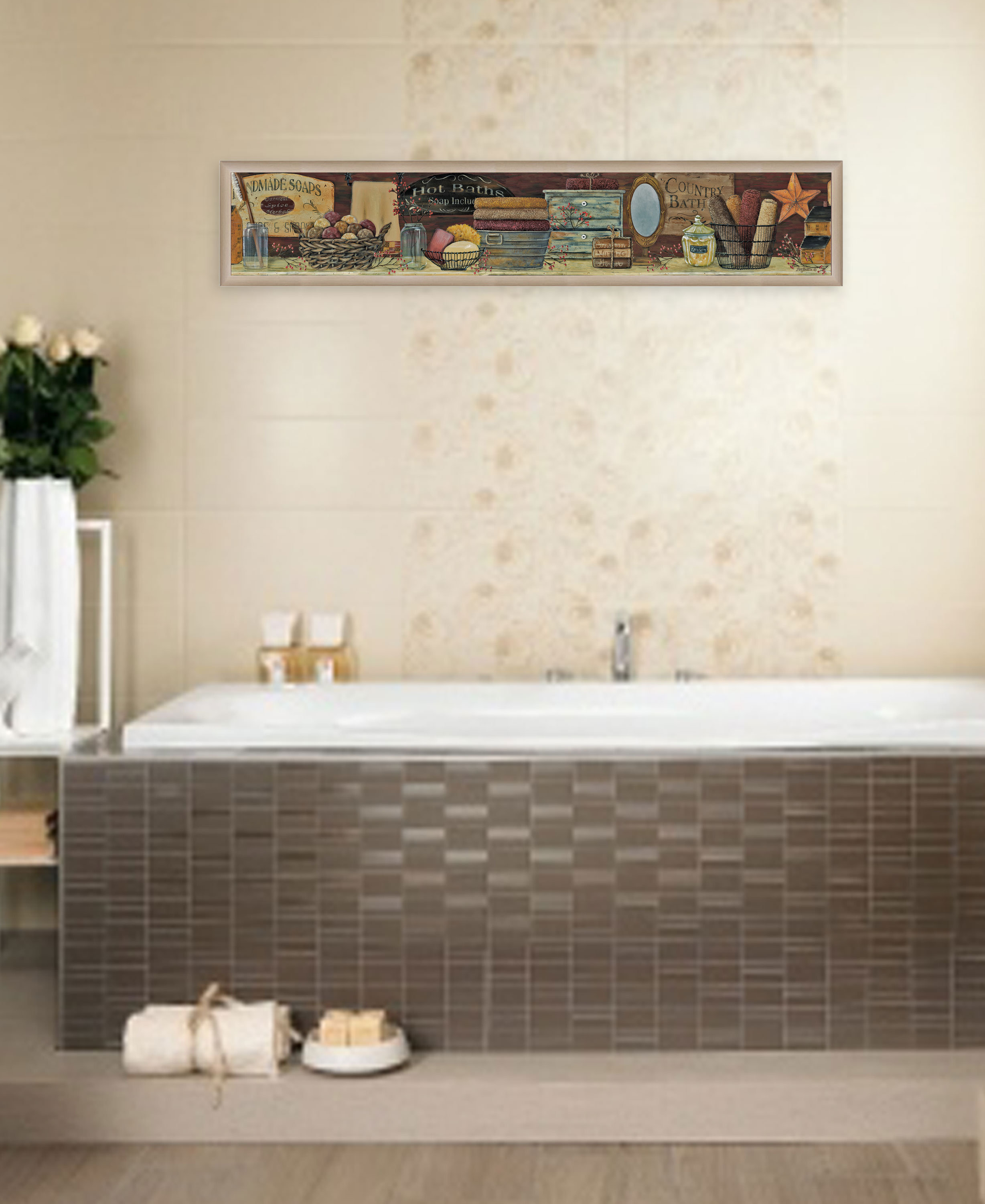 August Grove® Country Bath Shelf by Pam Britton - Picture Frame Print ...