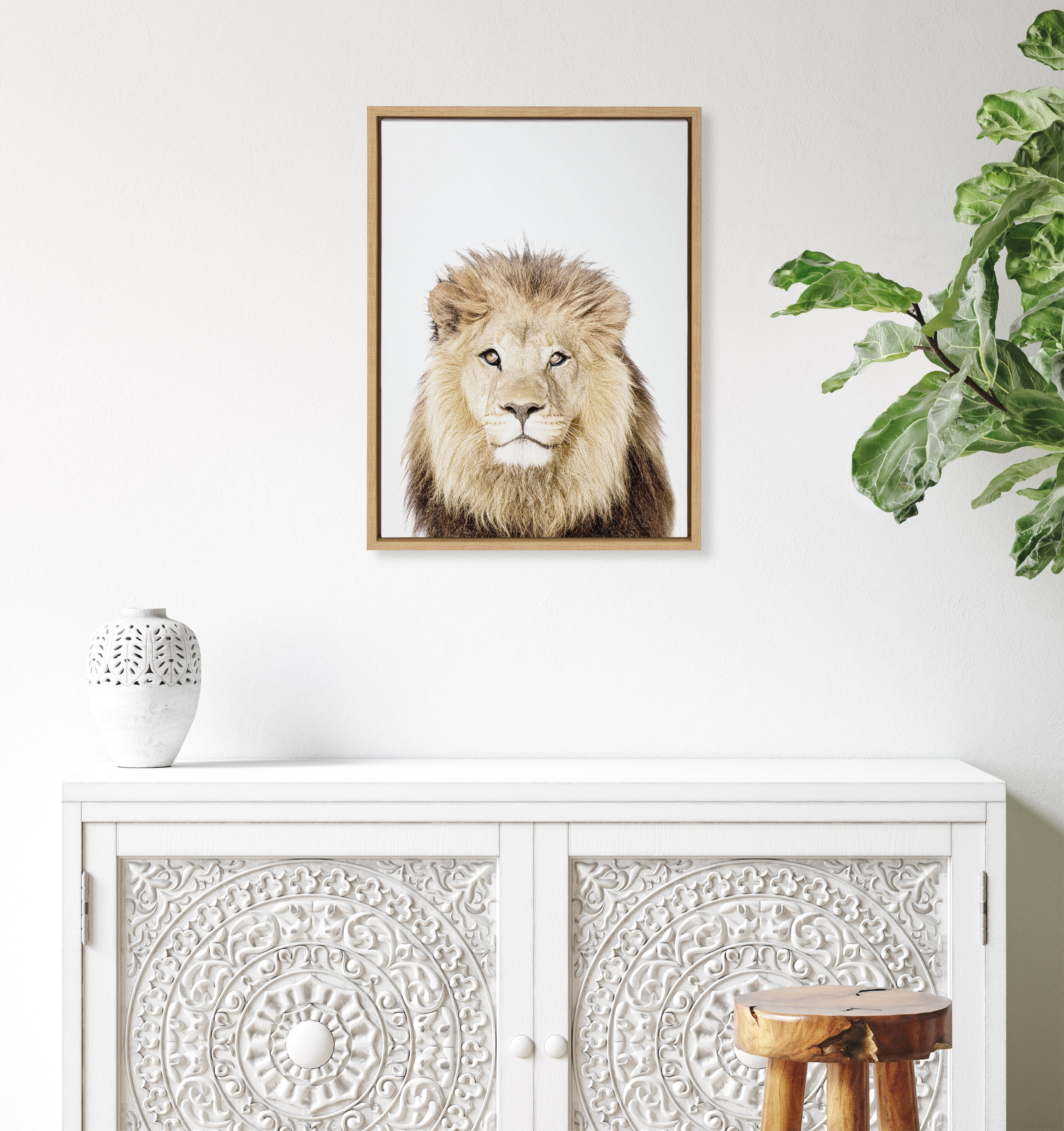 Trinx Lion Thinking Portrait by Amy Peterson Framed Canvas Wall Art ...