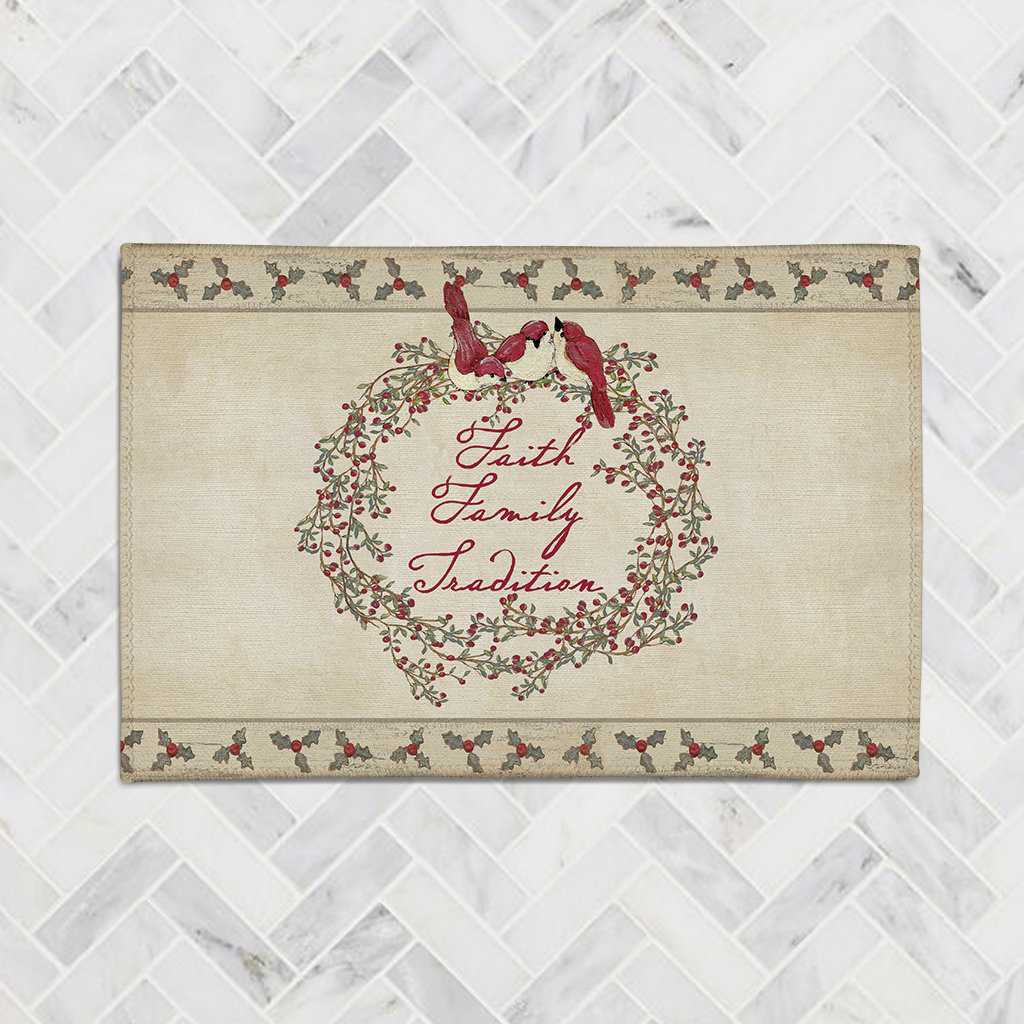 The Holiday Aisle® Kalyan Faith Family Tradition Chenille Rug | Wayfair