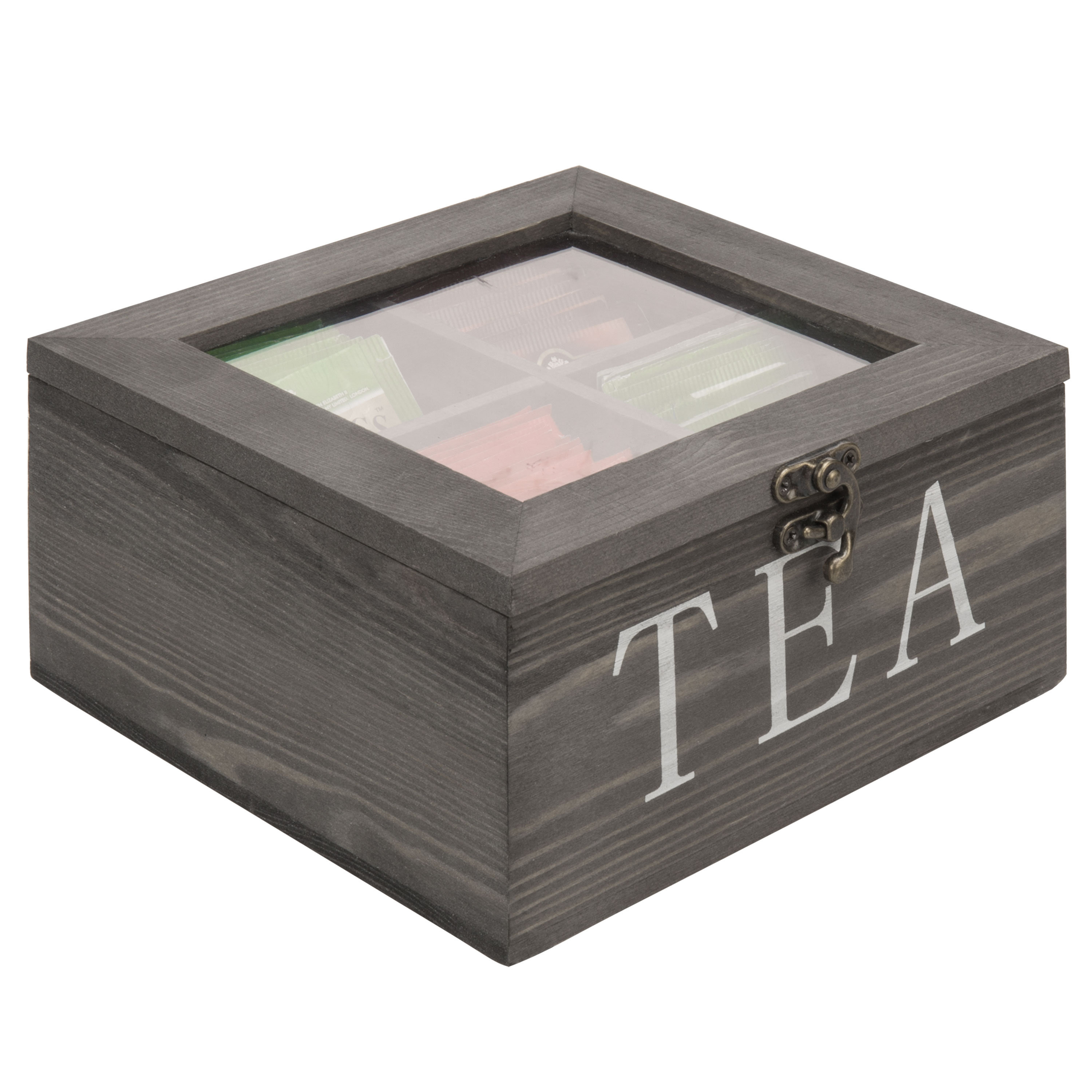 MyGift 4 Compartments Wood Tea Storage Box | Wayfair