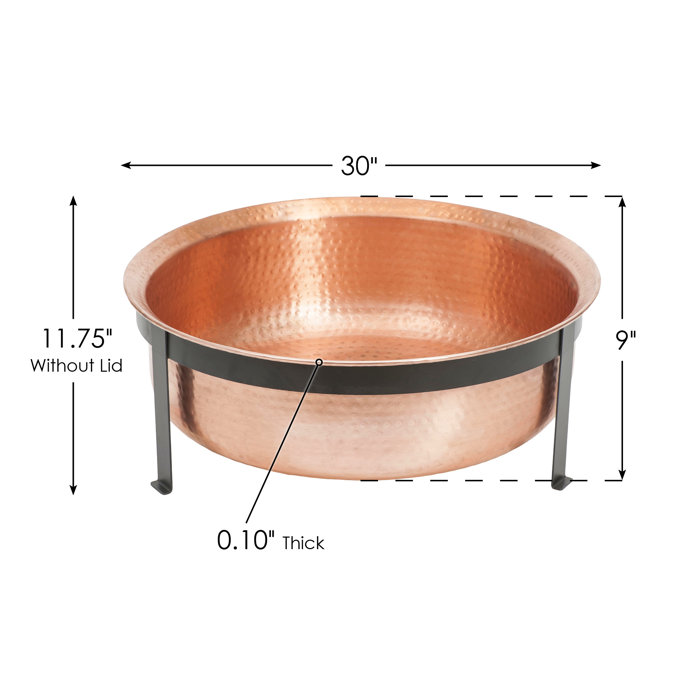 Ebern Designs Raffles 22" H x 30" W Copper Wood Burning Outdoor Fire ...