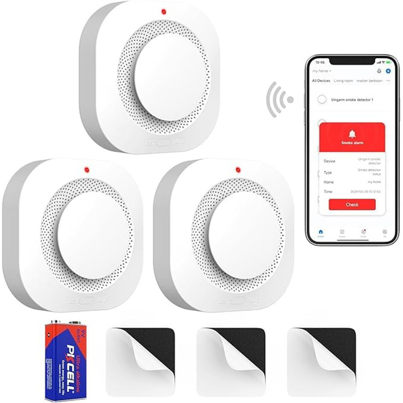 MODERN WALLS LLC Smart Smoke Detector Fire Alarm With Replaceable ...