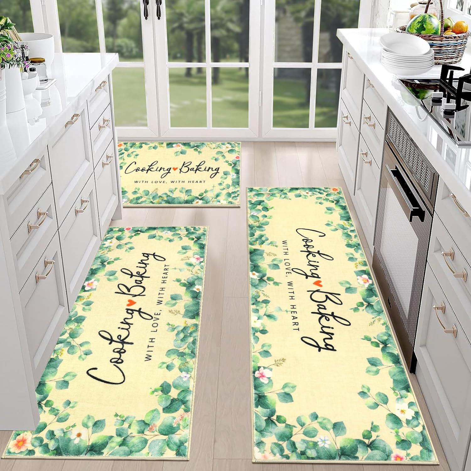 Trinx The Farmhouse Kitchen Rugs Sets of 3 Non Slip Washable Kitchen ...