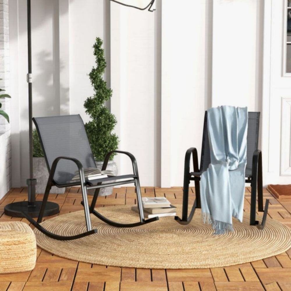 Latitude Run® Set Of 2 Metal Patio Rocking Chair With Breathable Seat ...