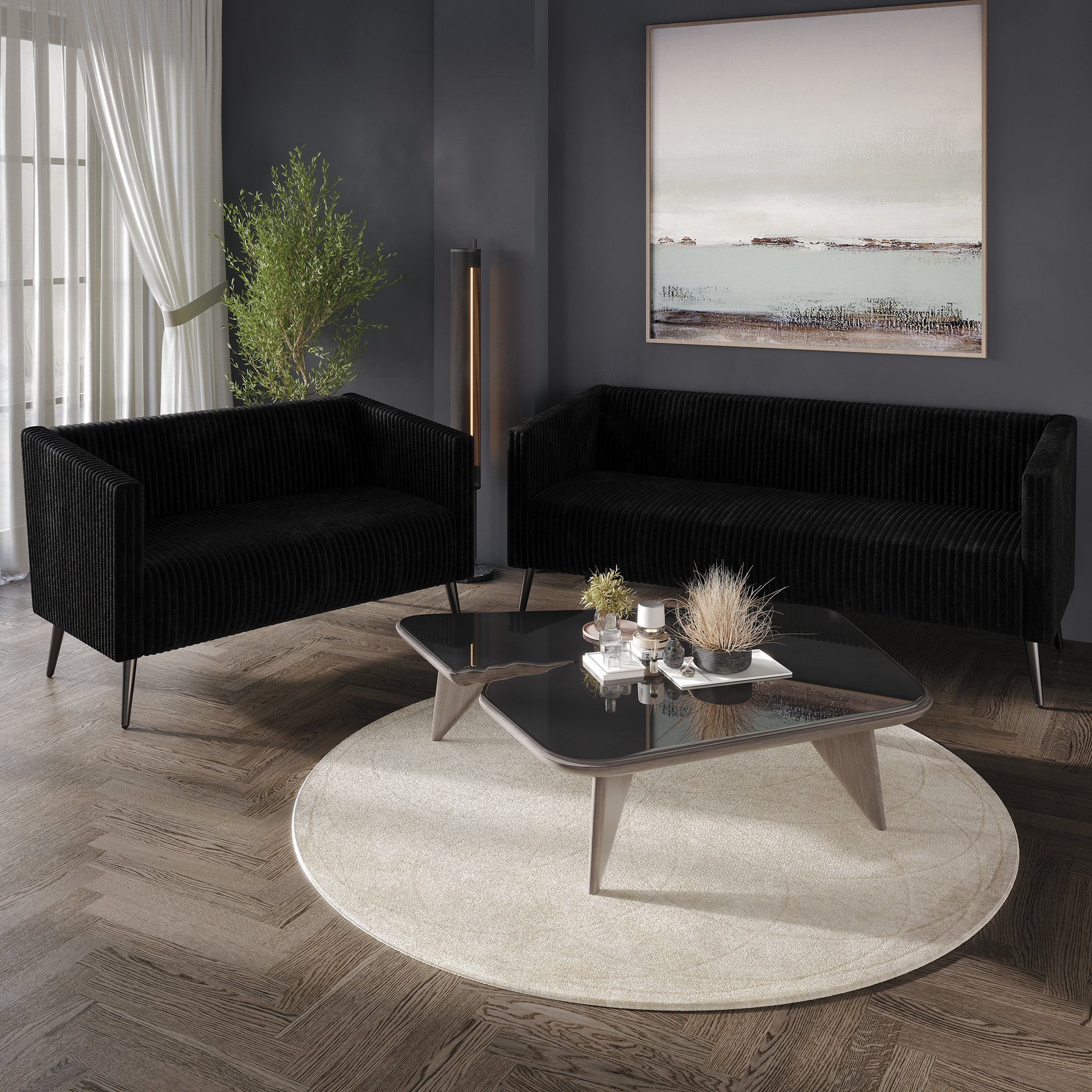 Mercer41 Jarid Corduroy 2 - Piece Velvet Living Room Set | Wayfair