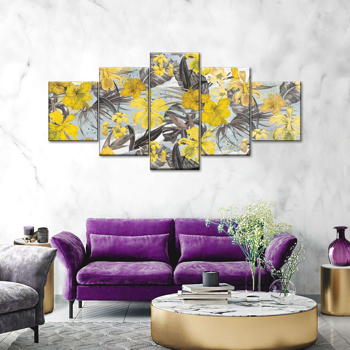 Winston Porter Tropical Flower Forest Multi Piece Canvas Print ...