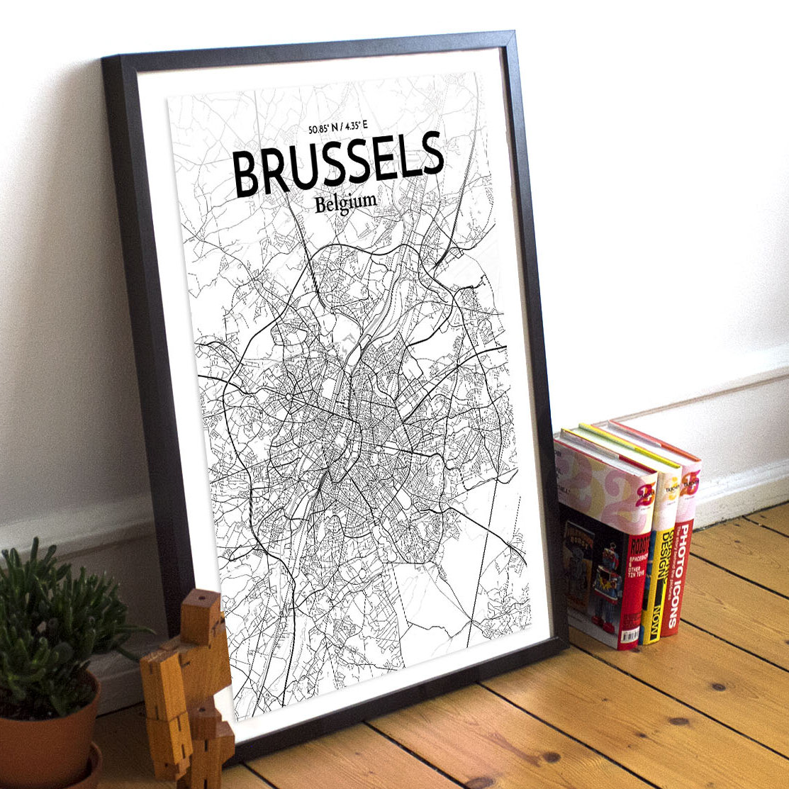 Wrought Studio™ 'Brussels City Map' Graphic Art Print Poster in Tones ...
