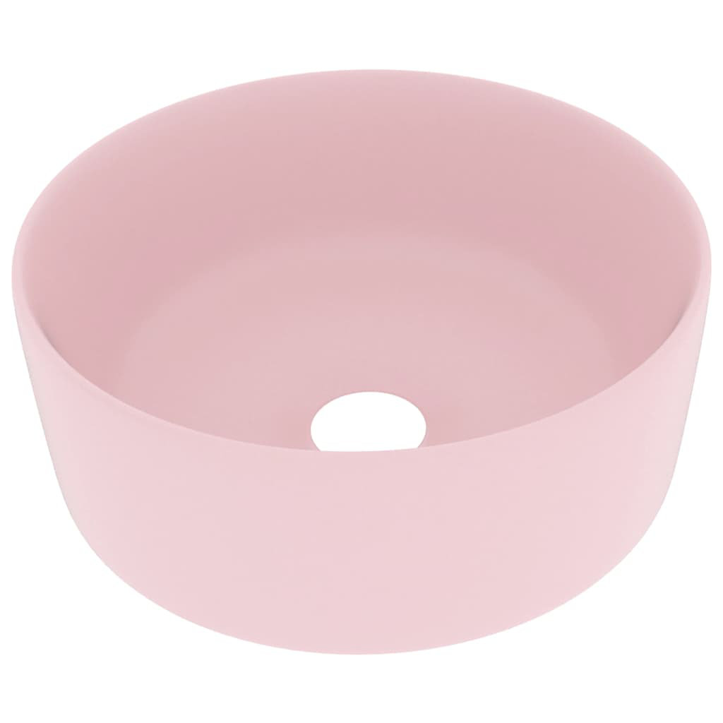 Vidaxl Luxury Wash Basin Round Matt Pink 15.7X5.9" Ceramic | Wayfair