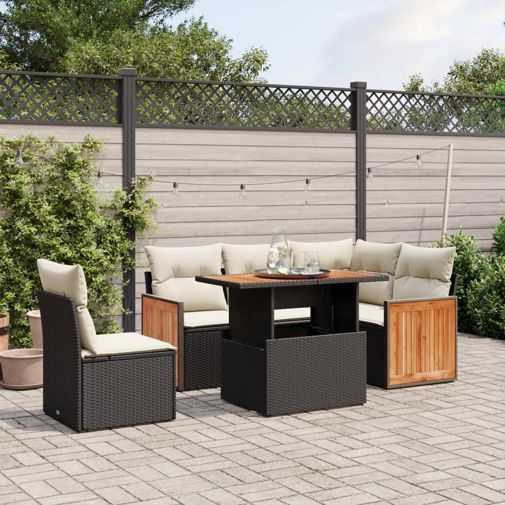 Vidaxl Garden Sofa Set Black PE Rattan Large Modular Garden Sofa Set ...