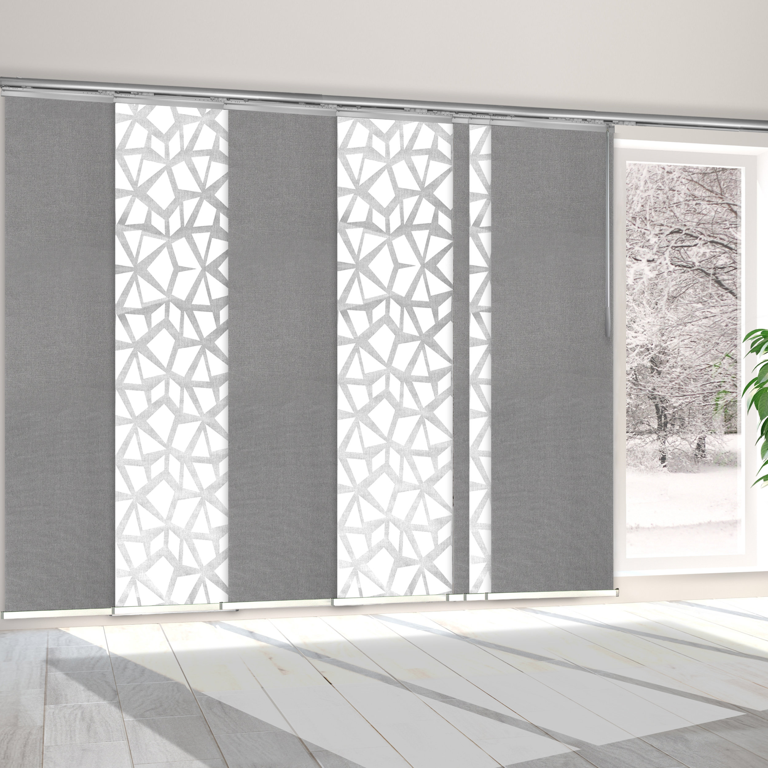 Rod Desyne 7-Panel Single Rail Panel Track Extendable 110"-153" W x 94 ...