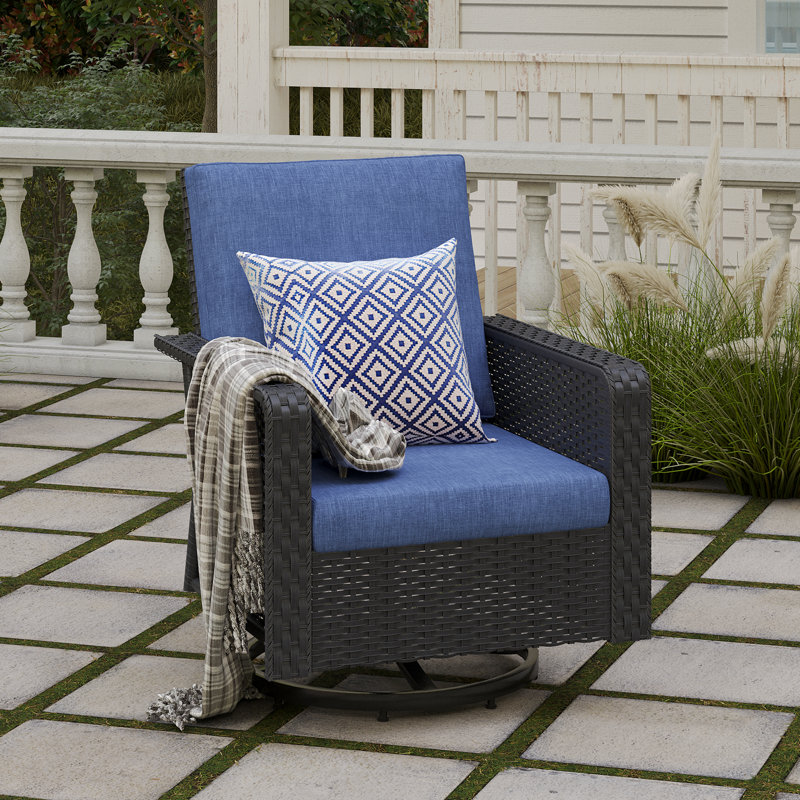 Winston Porter Lanti Swivel Wicker Outdoor Lounge Chair | Wayfair