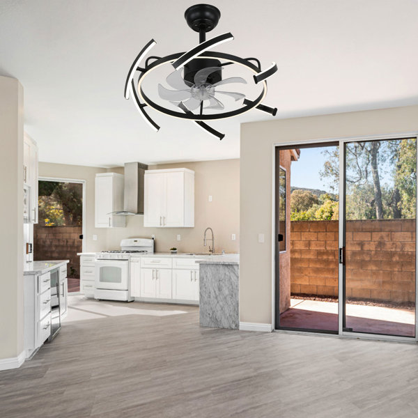Wrought Studio Clorene 24in. DIY Shape Ceiling Fan with Light, 6 Speeds ...