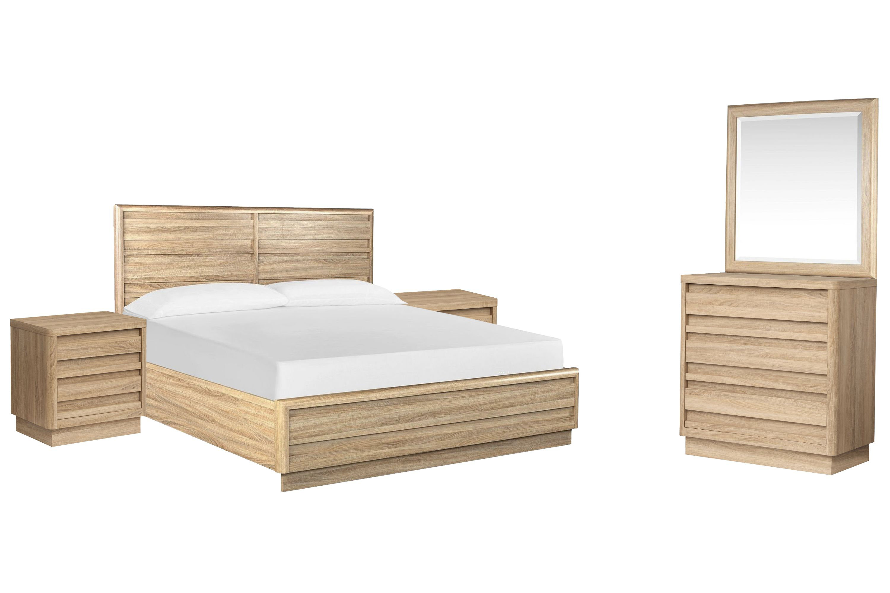 Latitude Run® King Panel Bed 2 Nightstands And Single Drawer Dresser ...